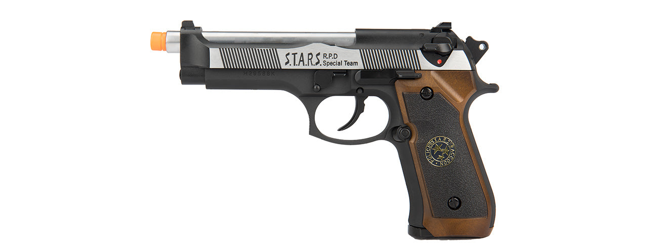 WE Tech RPD Biohazard Samurai Edge M92 GBB Airsoft Pistol (BLACK/SILVE ...