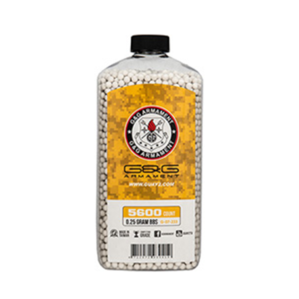 G&G 0.25g Precision 6mm Airsoft BBs [5600rd Bottle] (WHITE) — Airsoft Promo